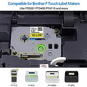 TZ Tape 12mm 0.47 Compatible for Brother P Touch TZe-231 TZe-631 Black on White/Yellow Label Maker Tape for PTD210 PTD220 PTH100