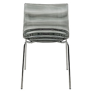 LeisureMod Astor Water Ripple Design Modern Lucite Dining Side Chair with Metal Legs, Transparent Black