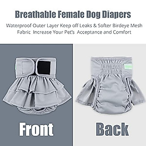 wegreeco Dog Diapers Female (3 Pack), Highly Absorbent Dog Diapers for Female Dogs, Washable Dog Diapers for Dogs in Heat, Incontinence, or Excitable Urination (Morandi, Medium)