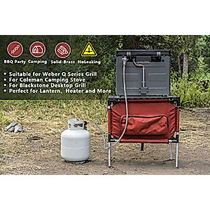 GGC 12 FT Stainless Steel Braided Propane Adapter Extension Hose 1 lb to 20 lb Converter for QCC1/Type 1 LP Tank to 1 LB Portable Grill, Camp Stove, Buddy Heater