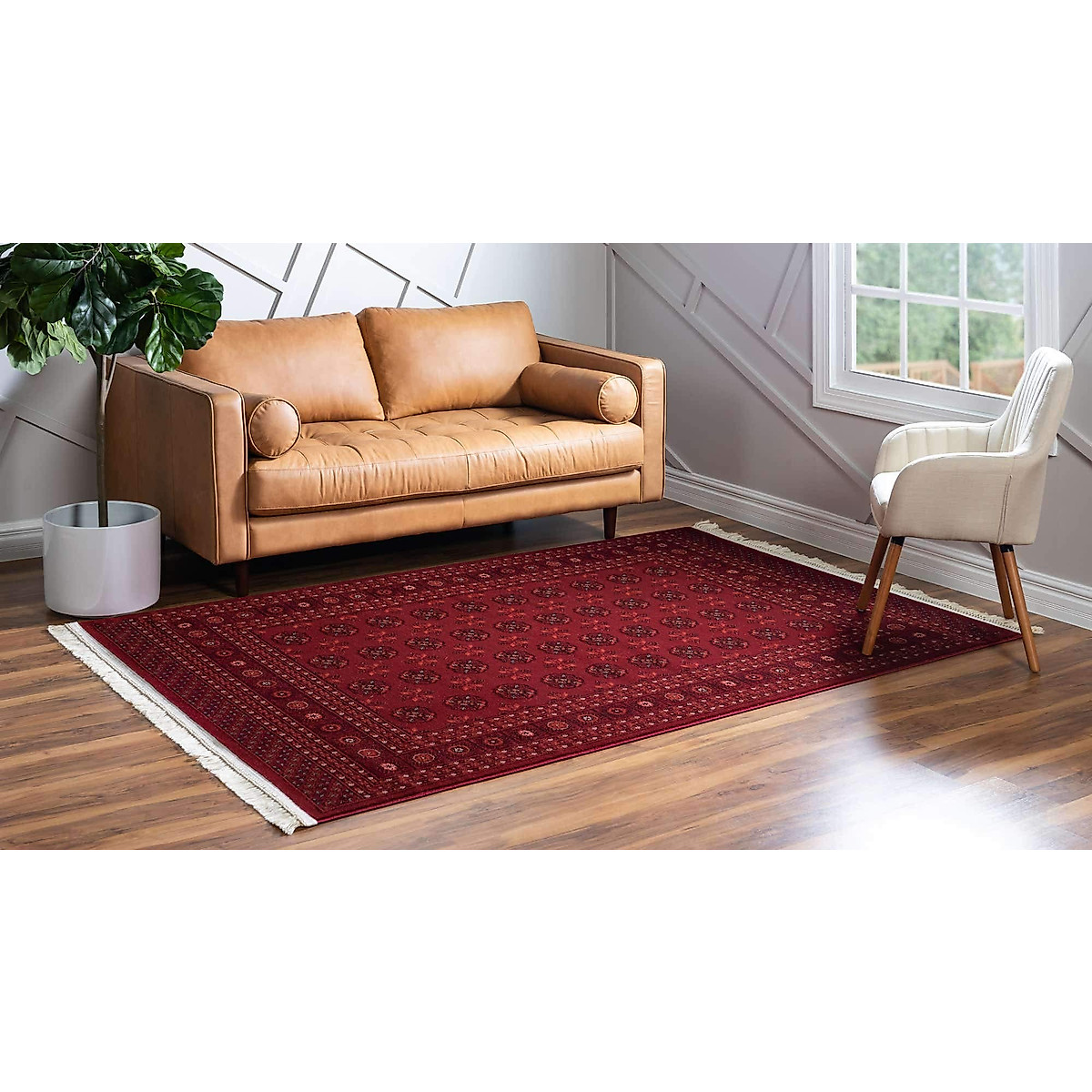Unique Loom Tekke Collection Over-Dyed Saturated Traditional Torkaman Area Rug, 8 ft x 11 ft, Red/Burgundy