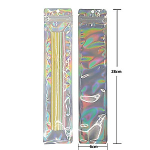 100Pcs Aluminum Foil Bags Matte Translucent Clear Front Plastic Ziplock Bags with Hang Hole Tear Notch Zipper Pouch Food Saver Bag Short Term Food Storage Packaging 2.3x9in (6x23cm)