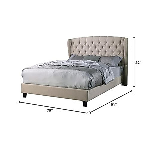 Best Master Furniture Yvette Upholstered Tufted with Wingback Platform Bed California King, Beige