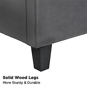 Jocisland King Bed Frame Wingback Headboard Upholstered Bed Velvet Tufted Deep Button/No Box Spring Needed/Easy Assembly/Dark Gray