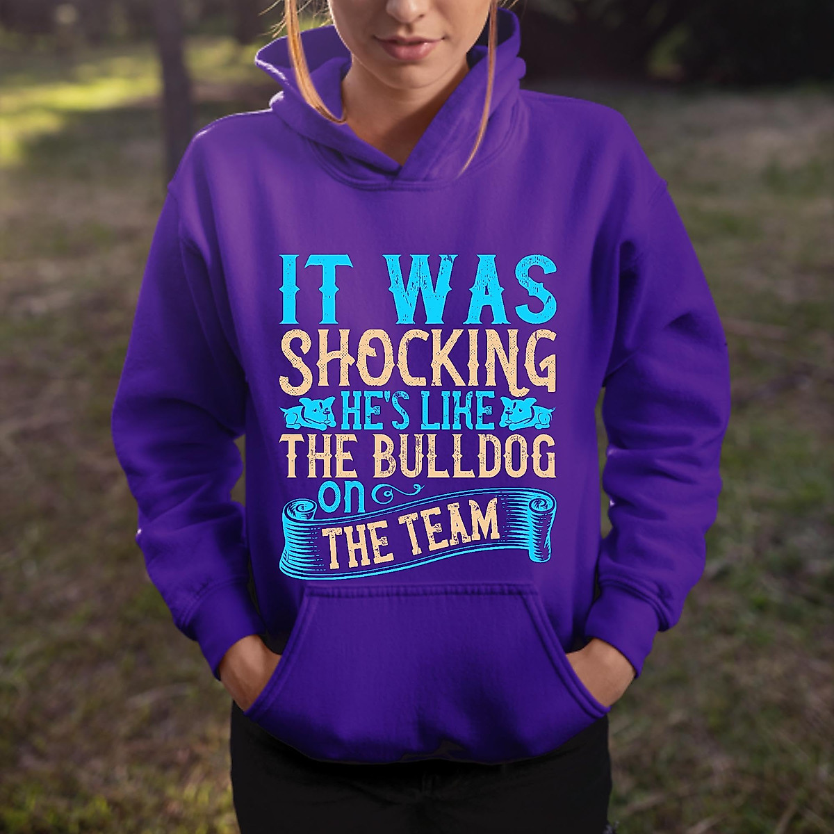 Bulldog Gift Ideas for Avid Sports Fans Black and Muticolor Unisex Hoodie