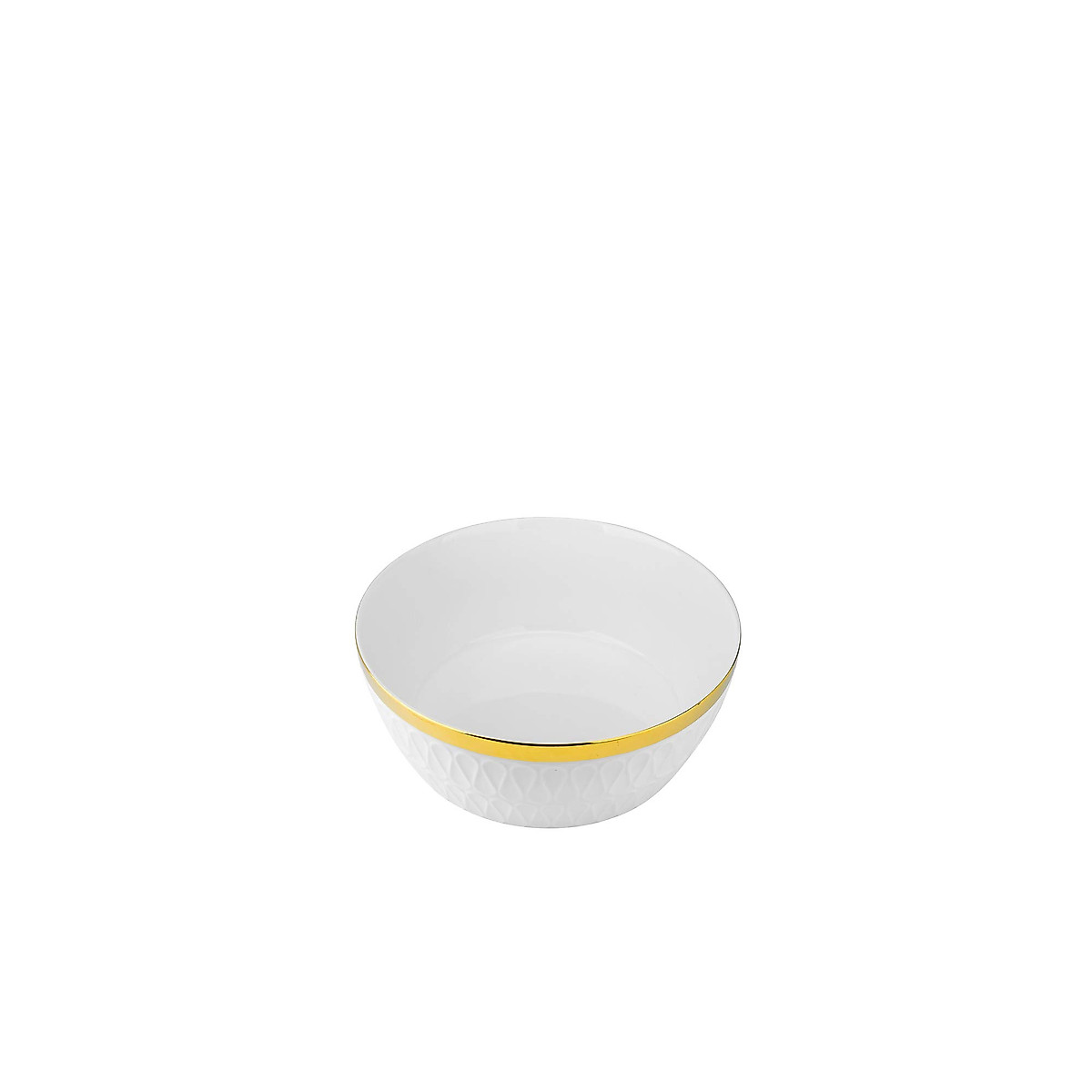 Yedi YCC751, 9" Fine Porcelain Salad Bowl, Ceramic Deep Dish, Bone China Tableware w/Gold Rim