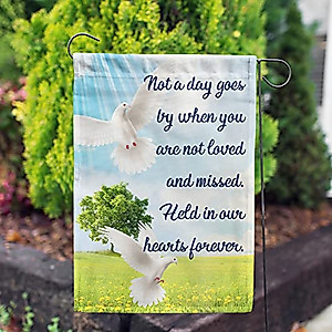 America Forever Garden Flag - Loved and Missed, Cemetery Memorial Religious Bereavement Garden Flags 12x18 Double Sided, Yard Outdoor Decorative Flag