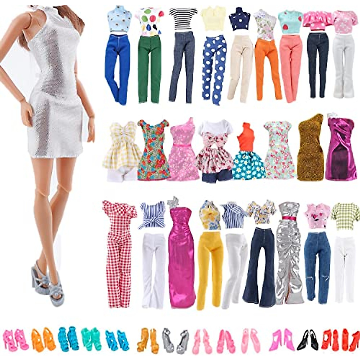 YAMASO 5 Sets Doll Clothes Fashion Wear Outfits withs 5 Pairs Shoes for 11.5-Inch Girl Doll (Random Style)