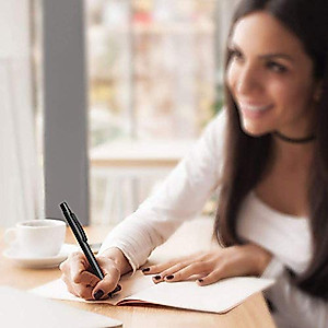 Cambond Ballpoint Pens Bulk, Black Pens Retractable Metal Ball Point Uniform Pens for Gift Business Police Men Flight Attendant, 1.0mm Medium Point Smooth Writing, 5 Pen with 10 Refills - Black