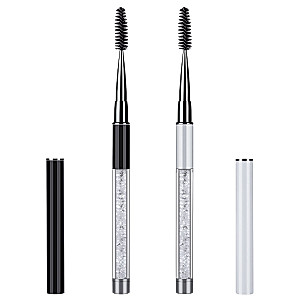 2 Pieces Eyelash Brush with Cap, Mascara Spoolies Reusable Brow Brushes Lash Wands Applicator Spooly for Lashes