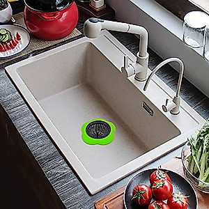 Tisnveky Sink Strainers for Kitchen Sink, Sink Drain Strainer with 4.5 Inch Diameter, Kitchen Sink Strainer with Hard Plastic Bottom and Soft Silicone Edge, [1 Pack] [Green]
