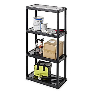 Gracious Living 4 Shelf Tier Light Duty Indoor and Garage Shelf, Black (2 Pack)