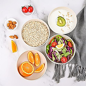 LOVYANXUE Bamboo Salad Bowl with Lid, 9.8Inches Large Salad Bowl with Lid Spoon Fork, Salad Mixing Bowls and 4 Small Bowls, Salad Serving Bowl Set for Salad, Fruits, Vegetables