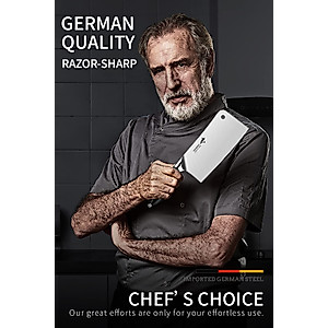 MAD SHARK Meat Cleaver Knife, German Stainless Steel Professional Butcher Chopper 7.5 Inch, Stainless Steel Handle, Heavy Duty Blade for Home Kitchen and Restaurant