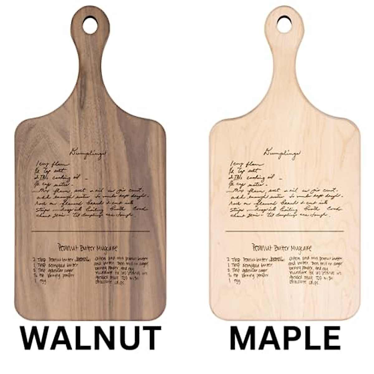 Personalized Handwritten Recipe Cutting Boards Custom Wooden Chopping Boards for Kitchen for Grandmother Kitchen Essentials Customized Chef Housewarming Presents (W/Handle Shape)