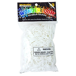 The Beadery White Wonderloom Bands, 600 RubberBand & 24 Clip