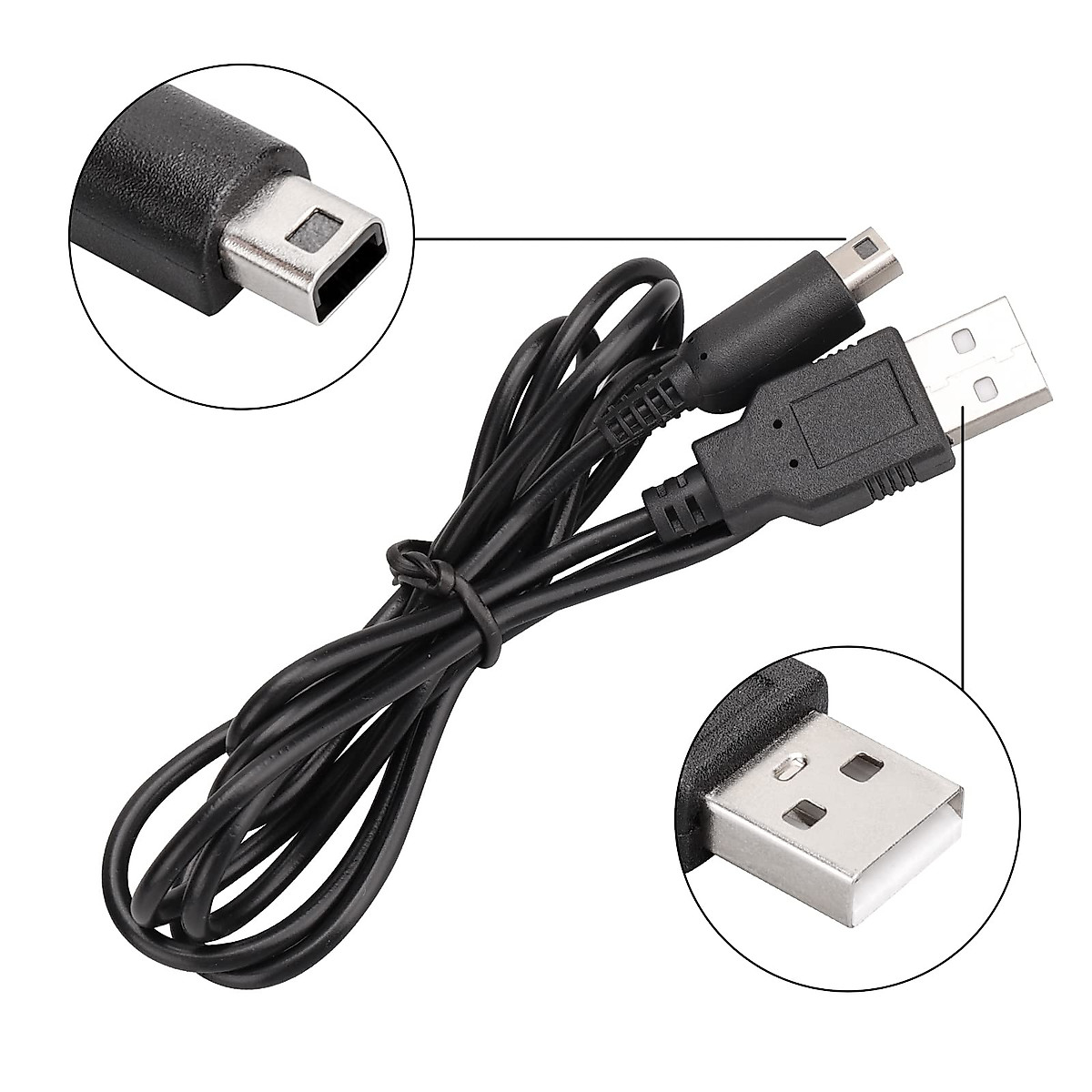 Coomoors DSi Charger,1.2M/4FT 3DS 2DS Lite Charger Cable Power USB Charging Cord for Compatible with Nintendo New 3DS/3DS XL/2DS/2DS XL/DSi XL Lite Black Wall Charger and Car Charger(2 Pack)