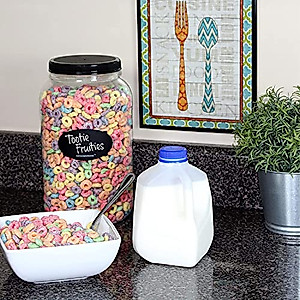 Cornucopia Brands Gallon Plastic Jars (2-Pack); Clear Round Containers with Black Ribbed Lids, BPA-Free 4-Quart Large Size