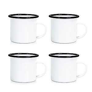 MAIKESUB 4 Pack Sublimation Blank Enamel Mug 12 OZ with Black Rim Camping Travel Coffee Metal Mug Can be used as a gift for Christmas Thanksgiving Mother's Day Father's Day