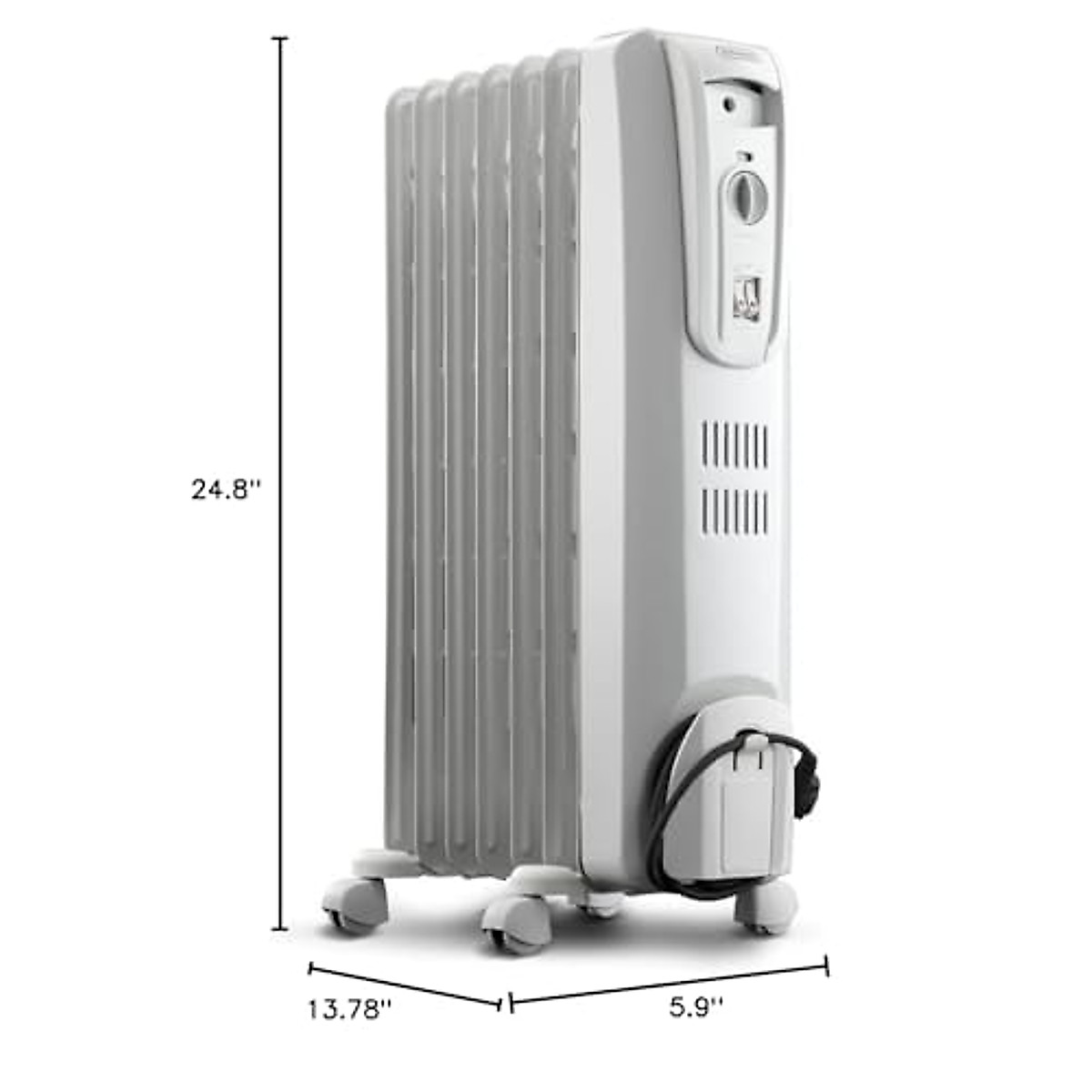DeLonghi Oil Filled Radiant Heater, 1500W Electric Space Heater - Quiet and Portable with Anti-Freeze Function and Safety Features, TRH0715