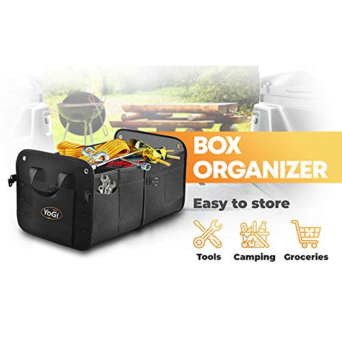 YoGi Prime Trunk and Backseat car Organizer, Trunk Storage Organizer Will Provides You The Most Storage Space Possible, Use It As A Back Seat Storage Car Cargo Organizer Black (Box Black)