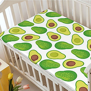 Avocado Green Themed Fitted Crib Sheet,Standard Crib Mattress Fitted Sheet Toddler Bed Mattress Sheets-Baby Sheet for Boys Girls, 28“ x52“,Fern Green Pale Avocado Green Pale Caramel Yellow Green