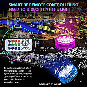 TUDELLO RF Remote Submersible LED Lights with Magnet and Suction Cups, IP68 Waterproof, Underwater Timing with Pool Light, 3.35 Inch (4 Pack)