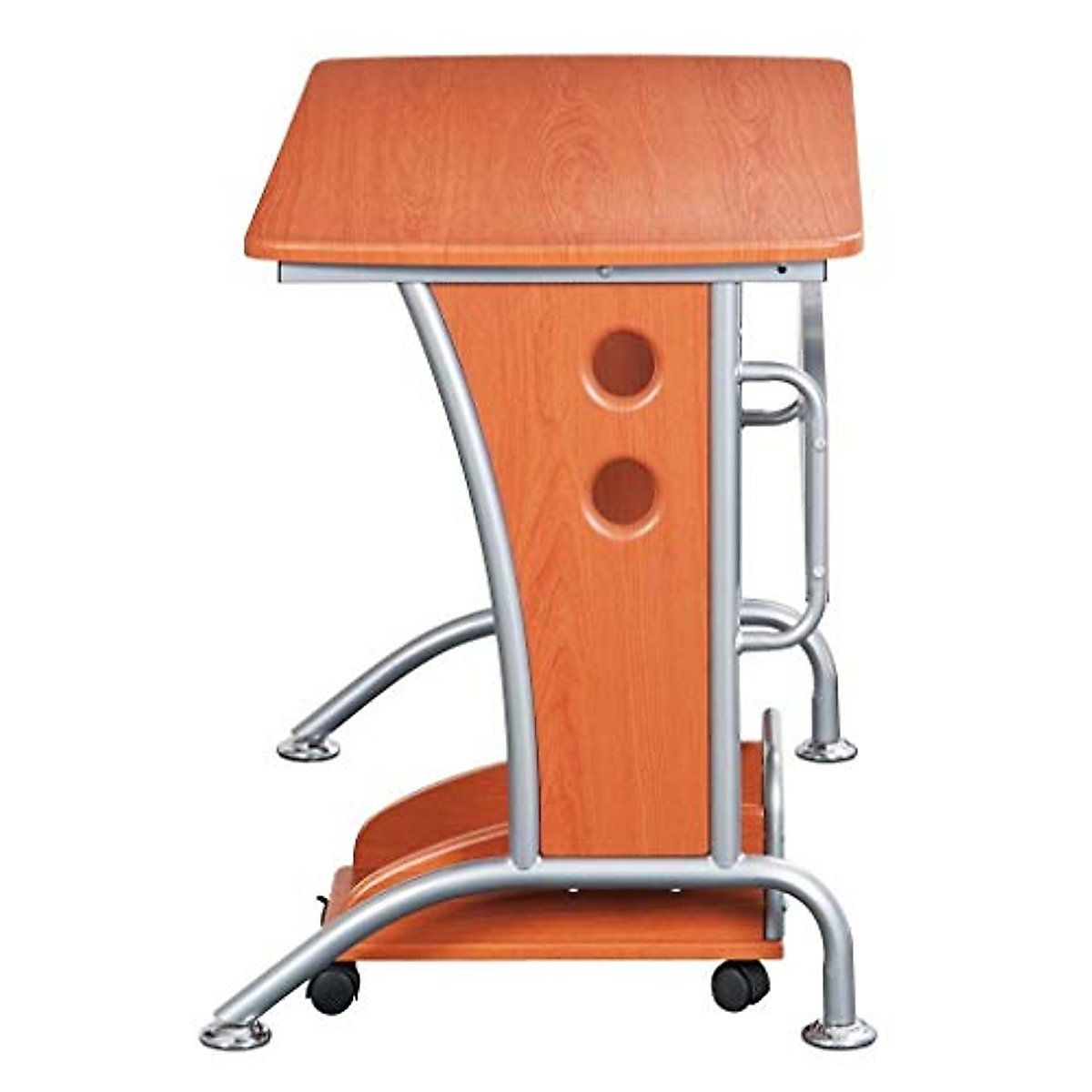 TECHNI MOBILI Modern Computer Desk With Mobile CPU Caddy. Color: Dark Honey