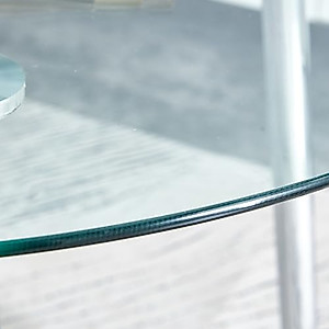 VUMALL 40" Diameter Round Dining Table Heavy Duty Round Kitchen Table, Easy to Assemble Tempered Glass Table Top with Chrome Metal Legs for Restaurants and Conference Rooms