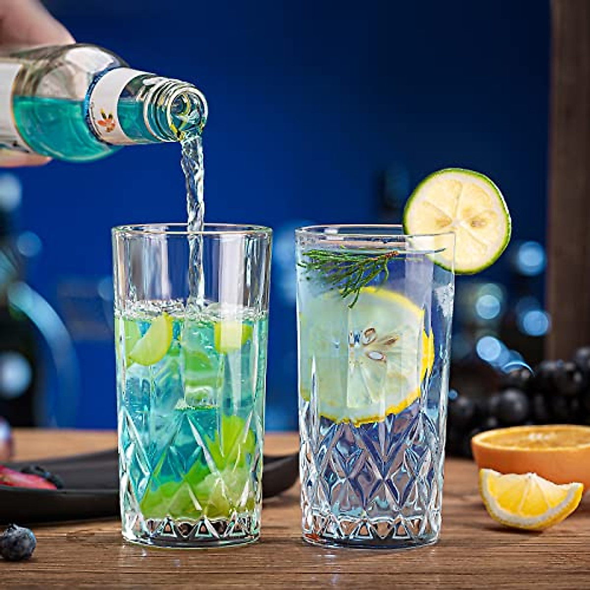 Claplante Crystal Highball Glasses, Set of 8 Glass Drinking Glasses, 11 oz Durable Drinkware Cups for Cocktails, Water, Juice, Beer, Wine-Special Edition Glassware Set, Dishware, Dishwasher Safe