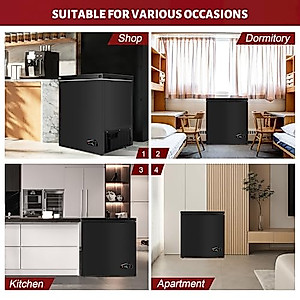 7.0 Cubic Feet Chest Freezer, Deep Freezer with 2 Removable Basket, 6 Adjustable Thermostat (Down to -18°F), Easy Front Defrost Drain, Compact Freezers Free Standing Top Open Door for Homes, Black