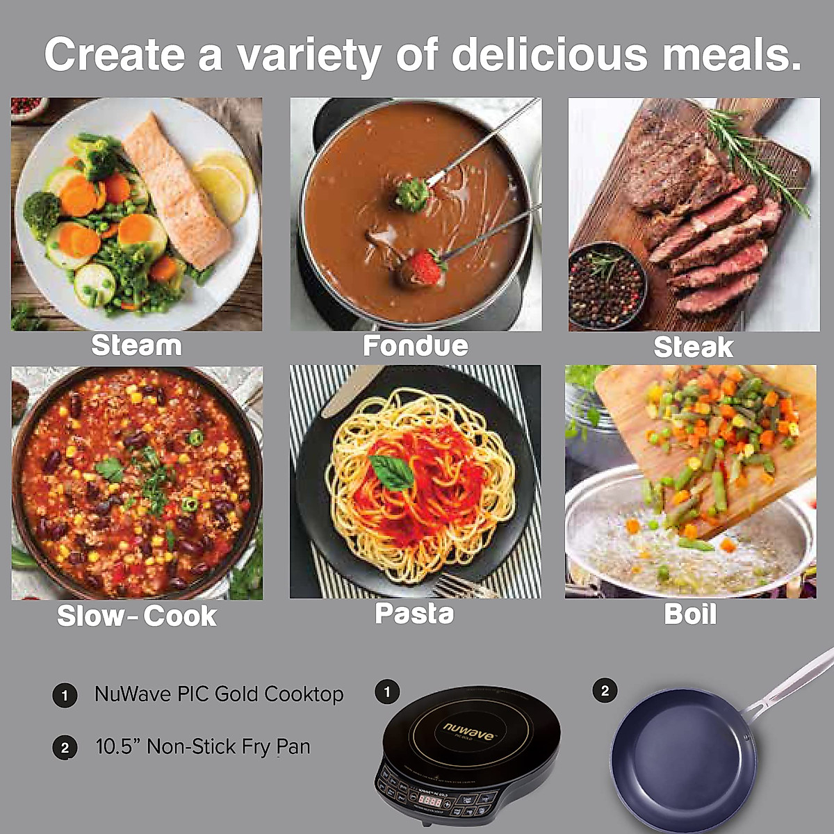 Nuwave Precision Induction Cooktop Gold, 12” Shatter-Proof Ceramic Glass Surface, Large 8” Heating Coil, Portable, 51Temp Settings 100°F to 575°F, 3 Wattage Settings 600, 900, and 1500 Watts