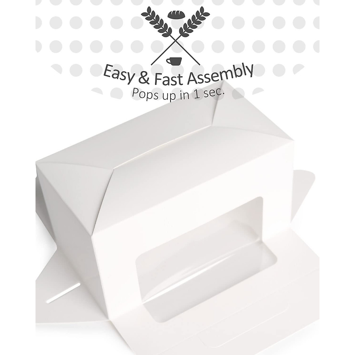 qiqee 100 Packs Cupcake Box Two Holder 6.5x3.6x3.5inch(2.2" Top) White 2 Cupcake Boxes With Window（100 Boxes+100 Inserts）