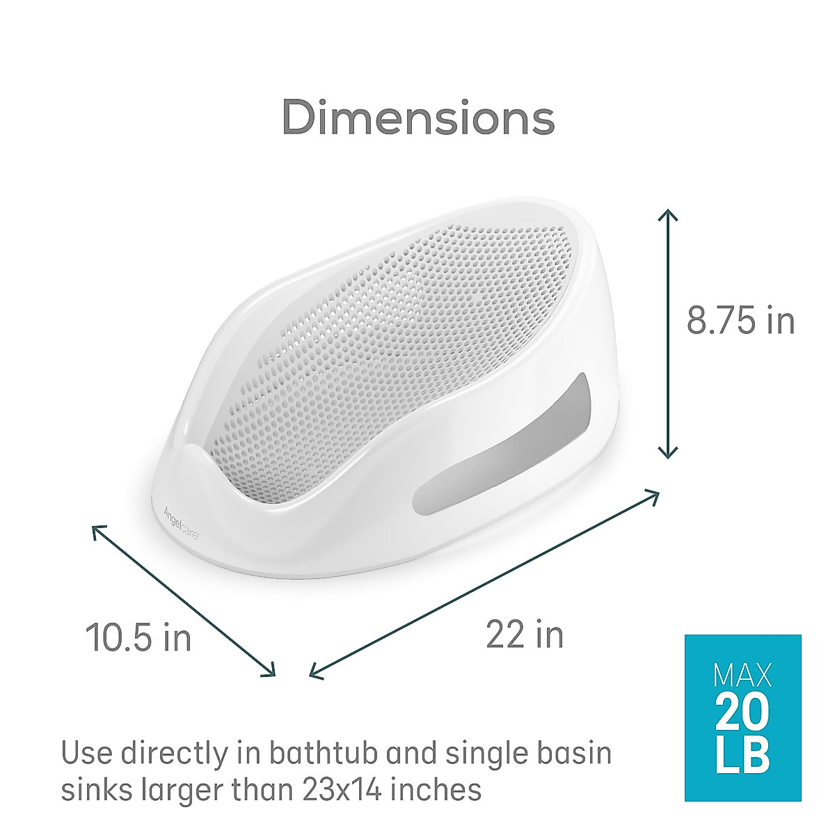 Angelcare Baby Bath Support (Grey) | Ideal for Babies Less than 6 Months Old