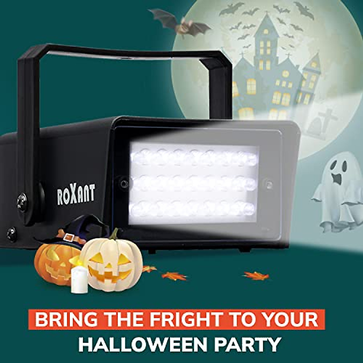 Roxant Pro Mini Strobe Light Halloween - 24 Super Bright LED Light Bulbs - Adjustable Flash Speed Control | Party Decorations | Party Lights