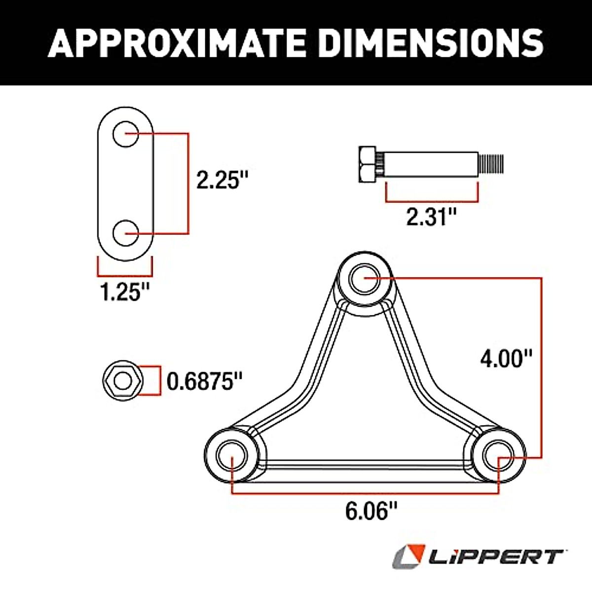 Lippert Trailer Axle Attaching Parts (AP) Suspension Kit for 2,000-7,000-lb. Double-Eye Tandem Axles - Tall Equalizer, Standard Bolts