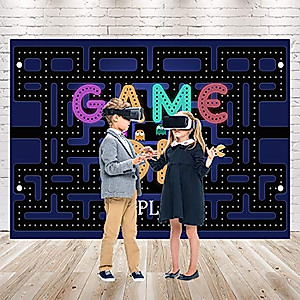 Video Game On Backdrop Girls Boys Maze Photography Background 7x5ft Colorful Lights Game On Birthday Party Supplies Kids Adults Gaming Party Decorations Baby Shower Cake Table Photo Booth Props