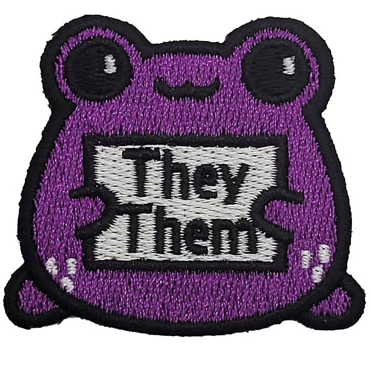 Pronoun "Statement Frogs" Embroidered Patch- USA Made- Multiple Colors Available (Purple They/Them)