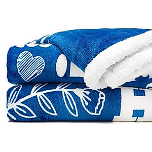 Chanasya Hope and Faith Gift Throw Blanket - Cozy, Warm and Fluffy Sherpa - Sends Positive Energy, Inspirational Uplifting, and Comfort for Best Friend, Women, Men, and Partner (65x50 inches) Blue