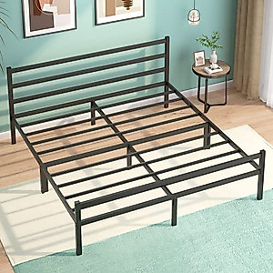 FEMOND King Bed Frame with Headboard and Footboard, 14 Inch Metal Bed Frame Platform with Storage, Noise Free, Heavy Duty Steel, No Box Spring Needed, Anti-Slip, Easy Assembly (Max Load: 3000lb)