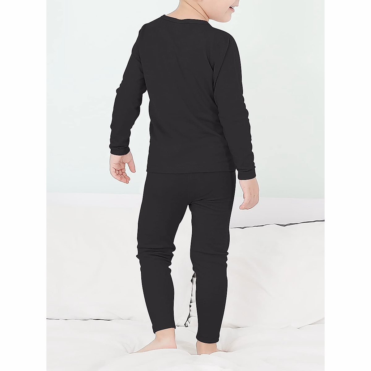 Century Star Kids Thermal Underwear Long Johns for Boys Girls Base Layer Toddler Thermal Set Ultra Soft Black Medium (90) /2T-3T