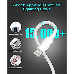 iPhone 13 Fast Car Charger Kit,Dual 38W【Apple MFi Certified】 USB C Fast Charging Car iPhone Wall Charger Adapter Block with 2Pack QC&PD3.0 Lightning Cable for iPhone 14 Pro Max/13/12/11/Xs/XR/8/iPad