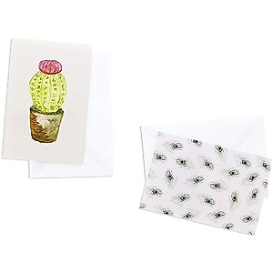 48-Pack All Occasions Cards with Envelopes, 6 Watercolor Floral Peacock Feather Designs, Blank Insides for Anytime, Birthdays, Wedding, 4x6