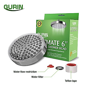 GURIN Shower Head High Pressure Rain, Luxury Bathroom Showerhead with Chrome Plated Finish, Adjustable Angles, Anti-Clogging Silicone Nozzles (2.5 GPM)