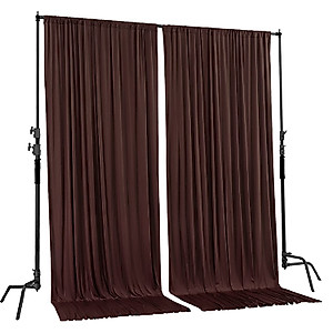 AK TRADING CO. 10 feet x 8 feet IFR Polyester Backdrop Drapes Curtains Panels with Rod Pockets - Wedding Ceremony Party Home Window Decorations - Brown