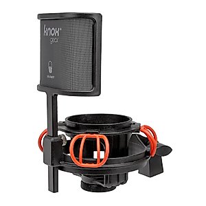 Knox Gear Microphone Shock Mount and Detachable Pop Filter - Fits Audio Technica AT2020 Mic – Anti-Vibration, Holds Microphone Steady, Reduces Noise – for Studio Recording