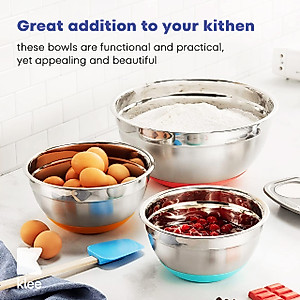 Klee 5-Piece Stainless Steel Colorful Mixing Bowls with Rubber Bottom, Set of 5