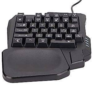 One Handed Gaming Keyboard, RGB Backlit 35 Keys Portable Mini Gaming Keypad with Wrist Rest Plug and Play Mechanical Gaming Keyboard for PC Mobile Game