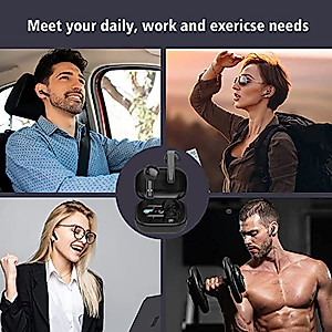 CABLE4U Wireless Earbuds, 40H Playtime Bluetooth Earphones Touch Control for iPhone & Android, IPX7 Waterproof Wireless Bluetooth Earbuds with LED Display Mic Earphone in-Ear for Work Sports Travel