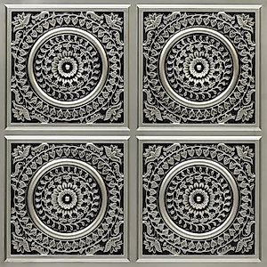Grandma's Doilies Quartet-Faux Tin Ceiling Tile - Antique Silver 25-Pack